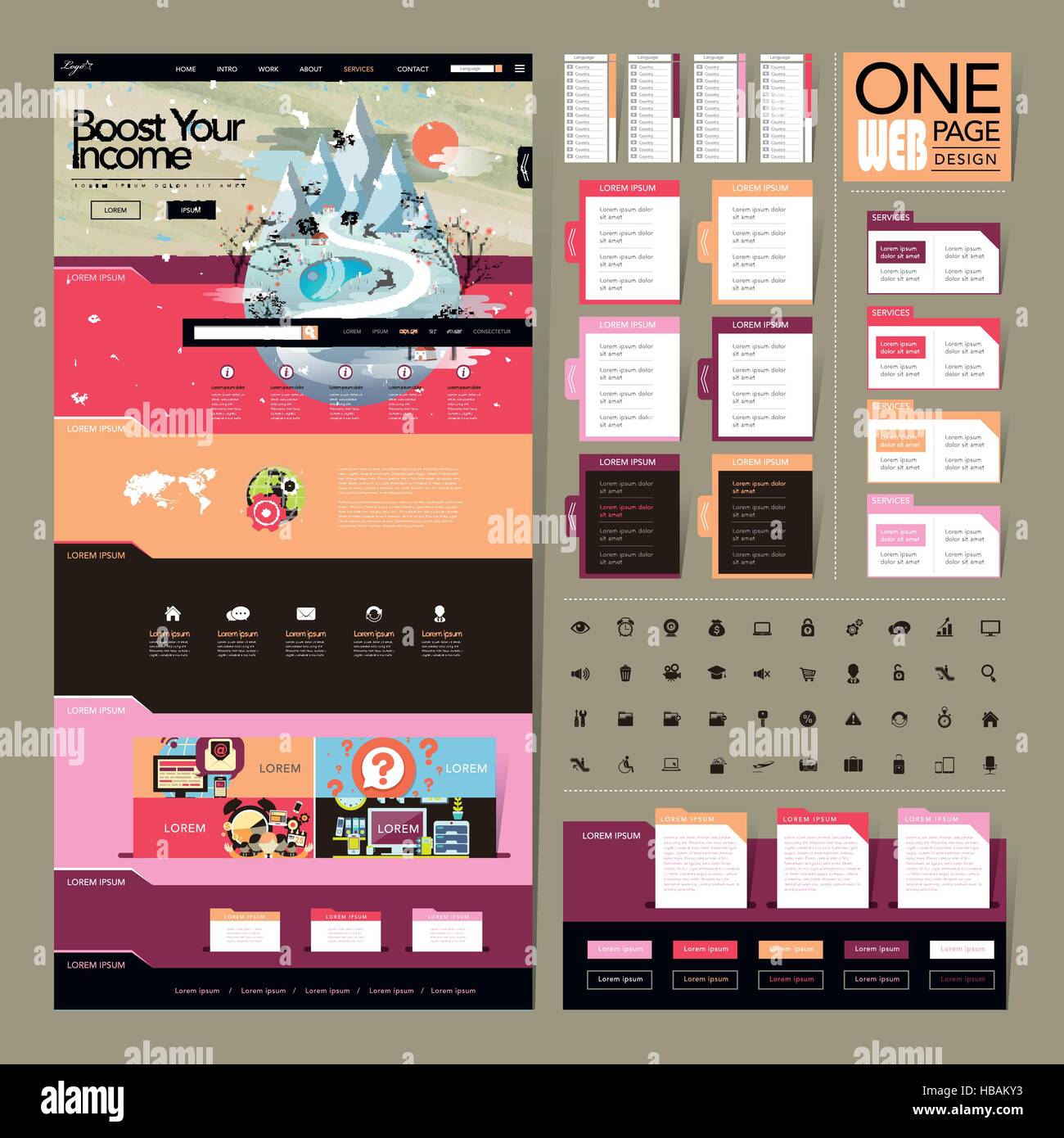 creative one page website design in file folder shape Stock Vector ...