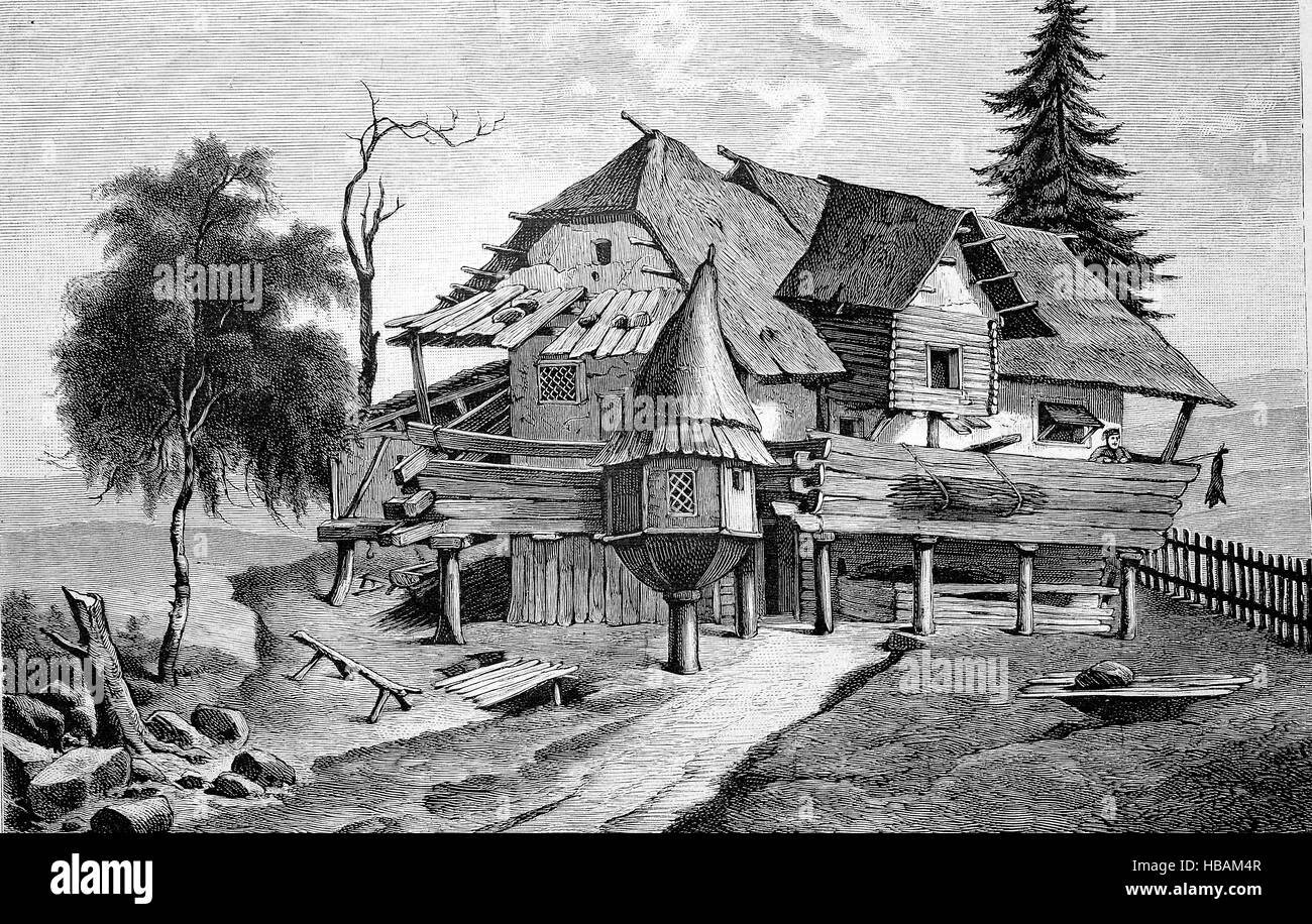 Muslim farm at Dolni Skopje, Bosnia, hictorical illustration from 1880 ...