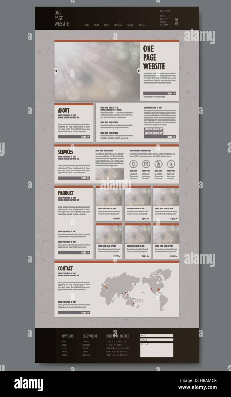 one page website template design with blurred background Stock Vector ...