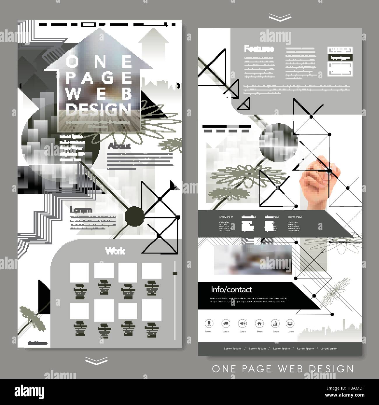 modern one page website template design with blurred background Stock ...