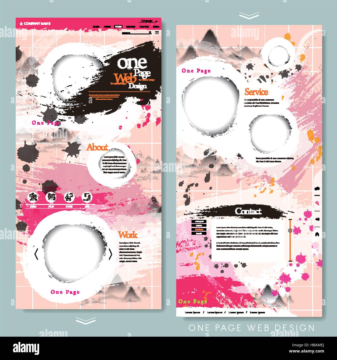 creative calligraphy style one page website design template in pink ...