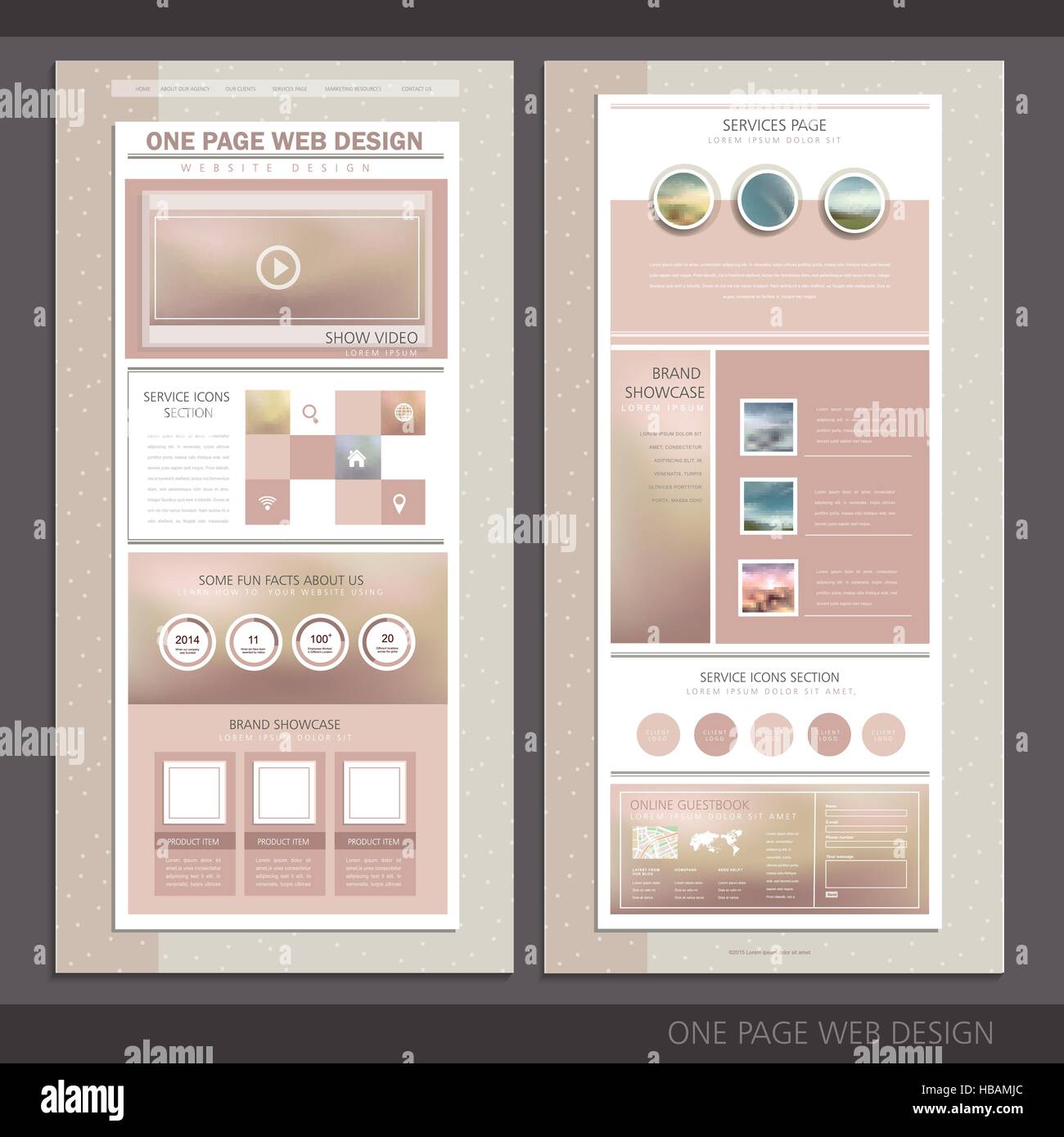 one page website template design with blurred background Stock Vector ...