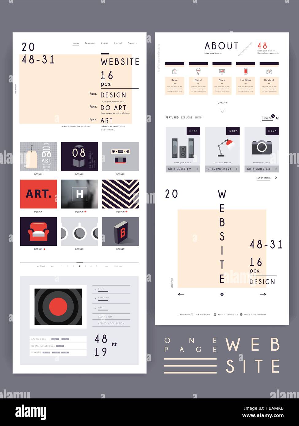 contemporary one page website design template in flat design Stock ...