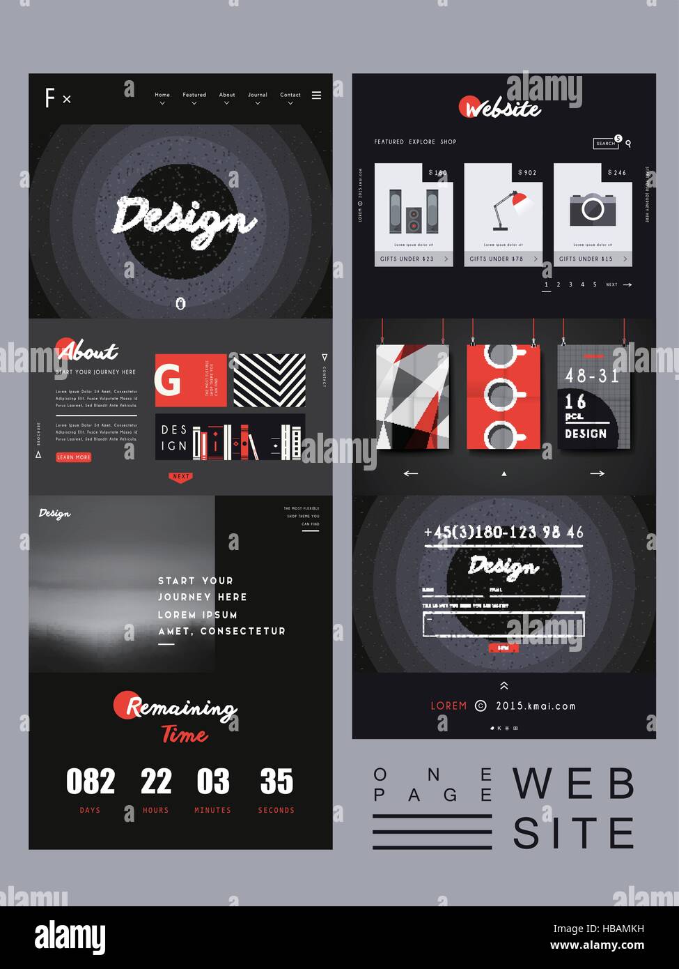 contemporary one page website design template in flat design Stock ...