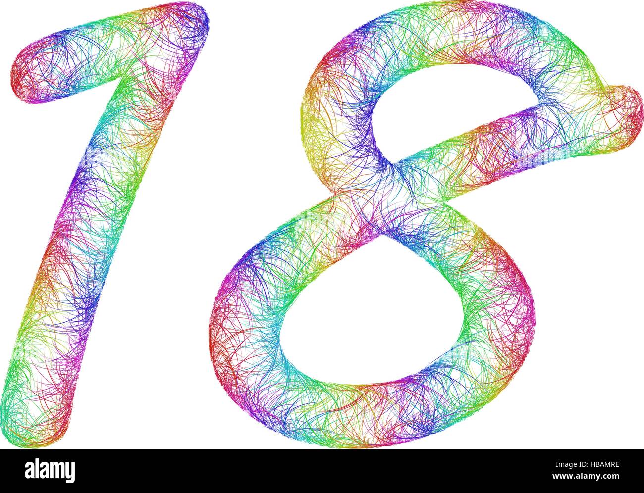 Rainbow sketch anniversary design - number 18 Stock Vector Image & Art ...