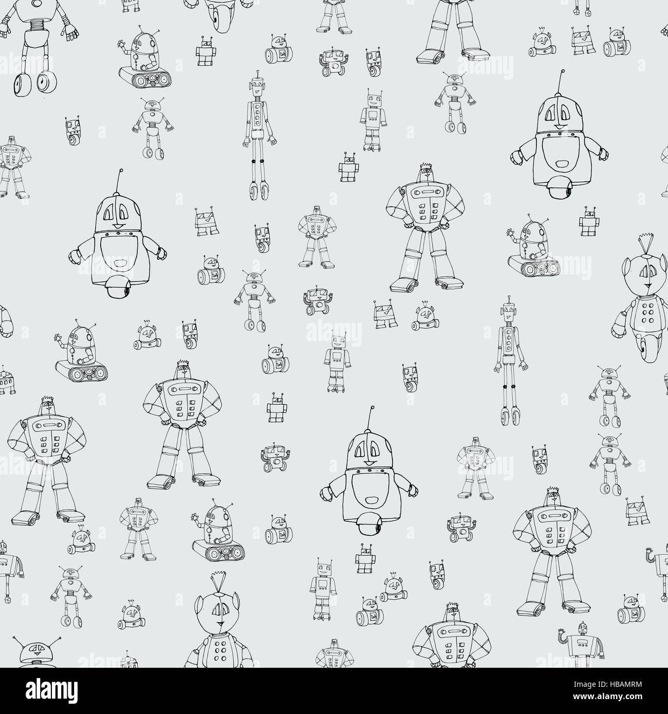 Robot doodles pattern Stock Vector Image & Art - Alamy