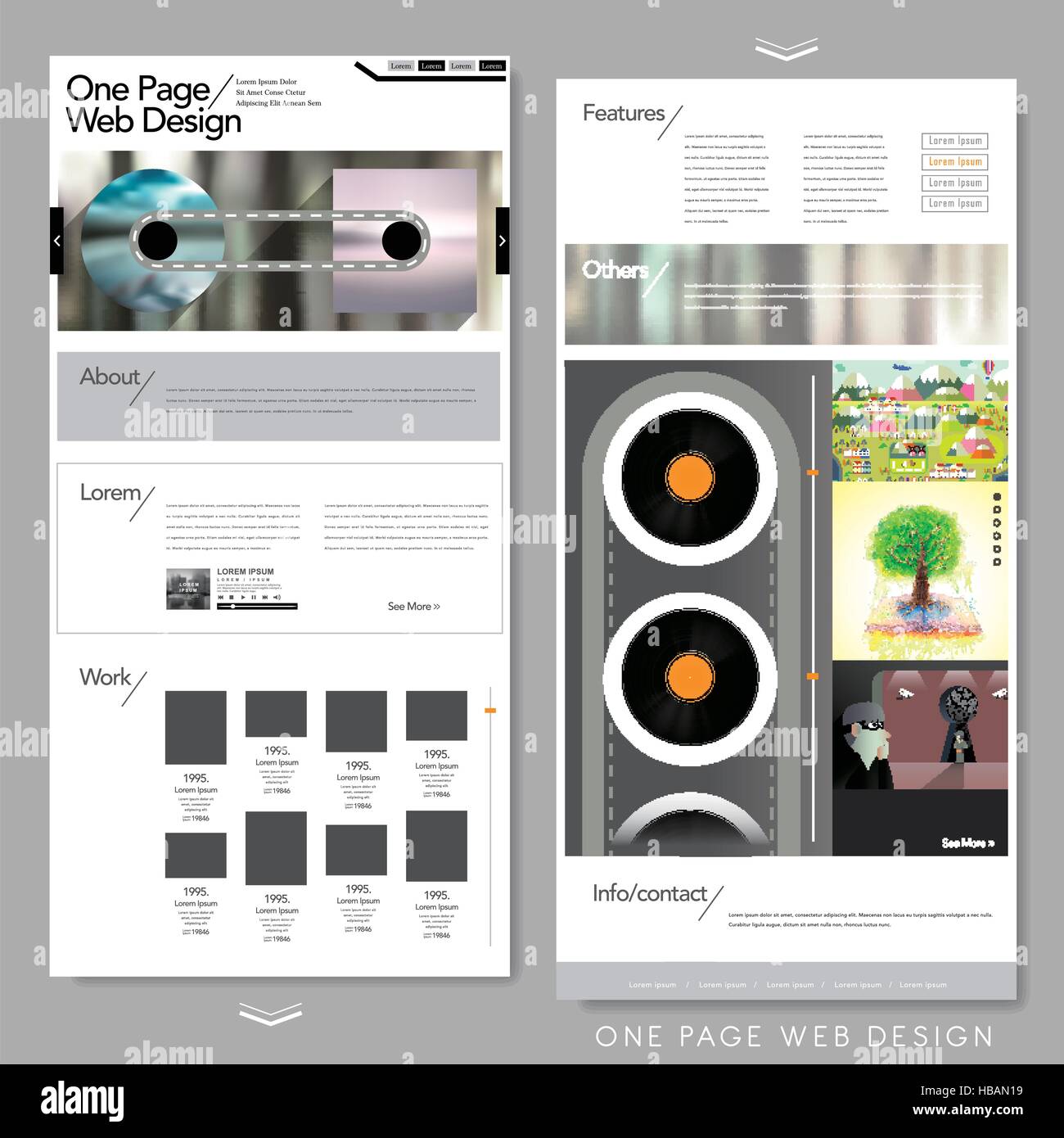 modern one page website design with vinyl record elements Stock Vector ...