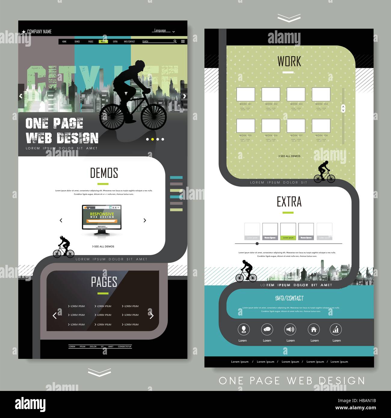 modern bicycle sport one page website design template Stock Vector ...