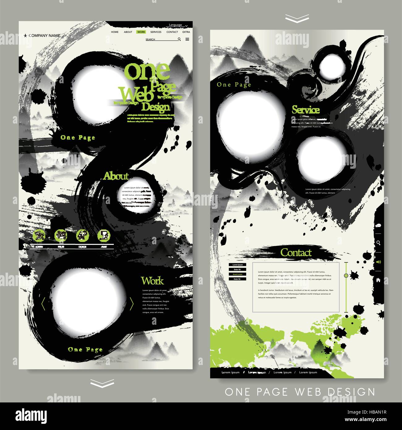 creative calligraphy style one page website design template Stock ...