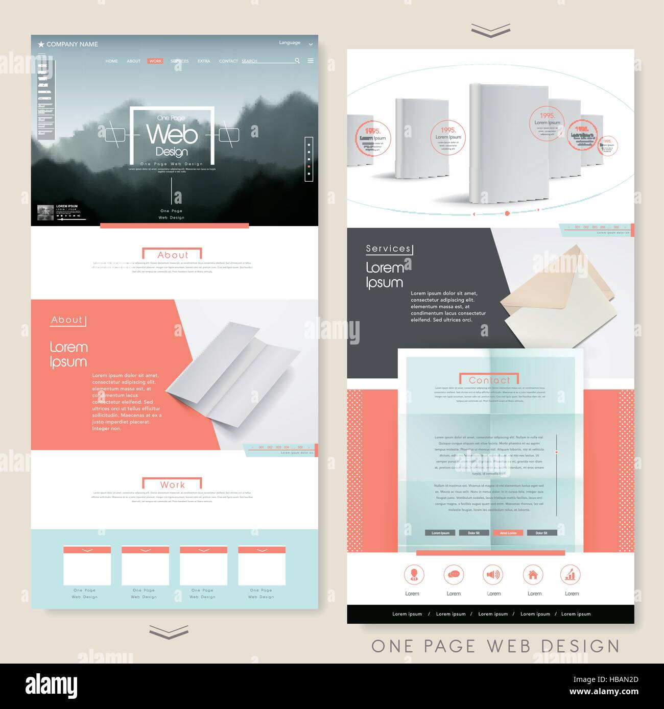 simplicity one page website design template with blank product Stock ...