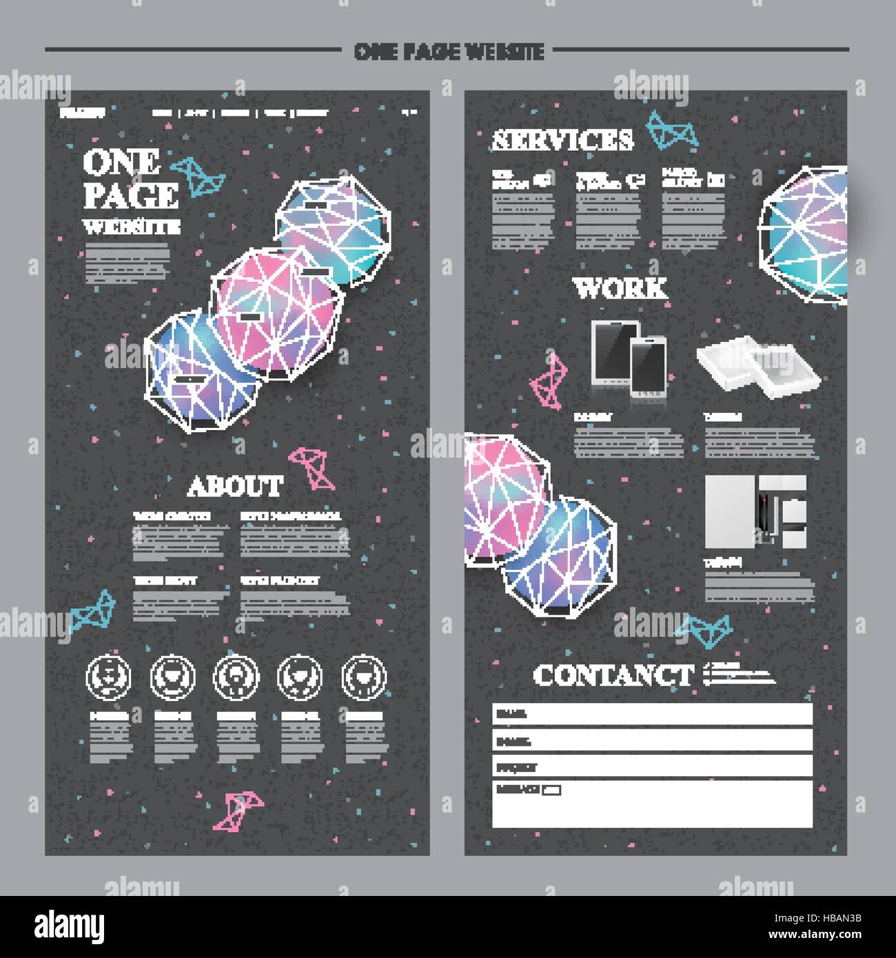 modern one page website design with geometric elements Stock Vector ...