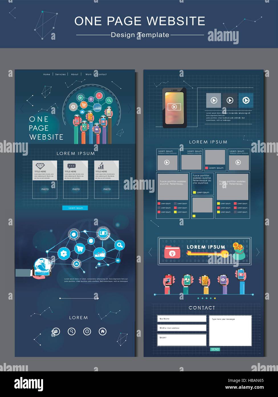 technology concept one page website design template in flat style Stock Vector Image & Art - Alamy