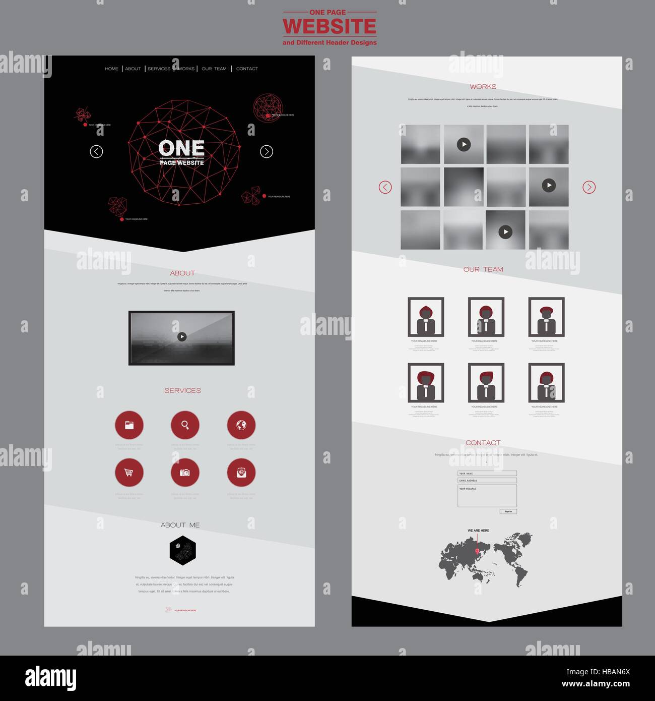 elegant one page website design template in flat style Stock Vector Image & Art - Alamy