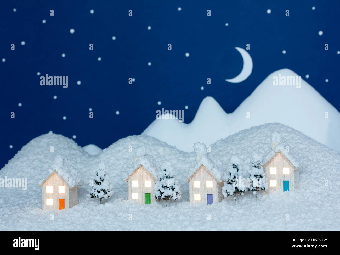 Snowfall on houses in mountains hi-res stock photography and images - Alamy