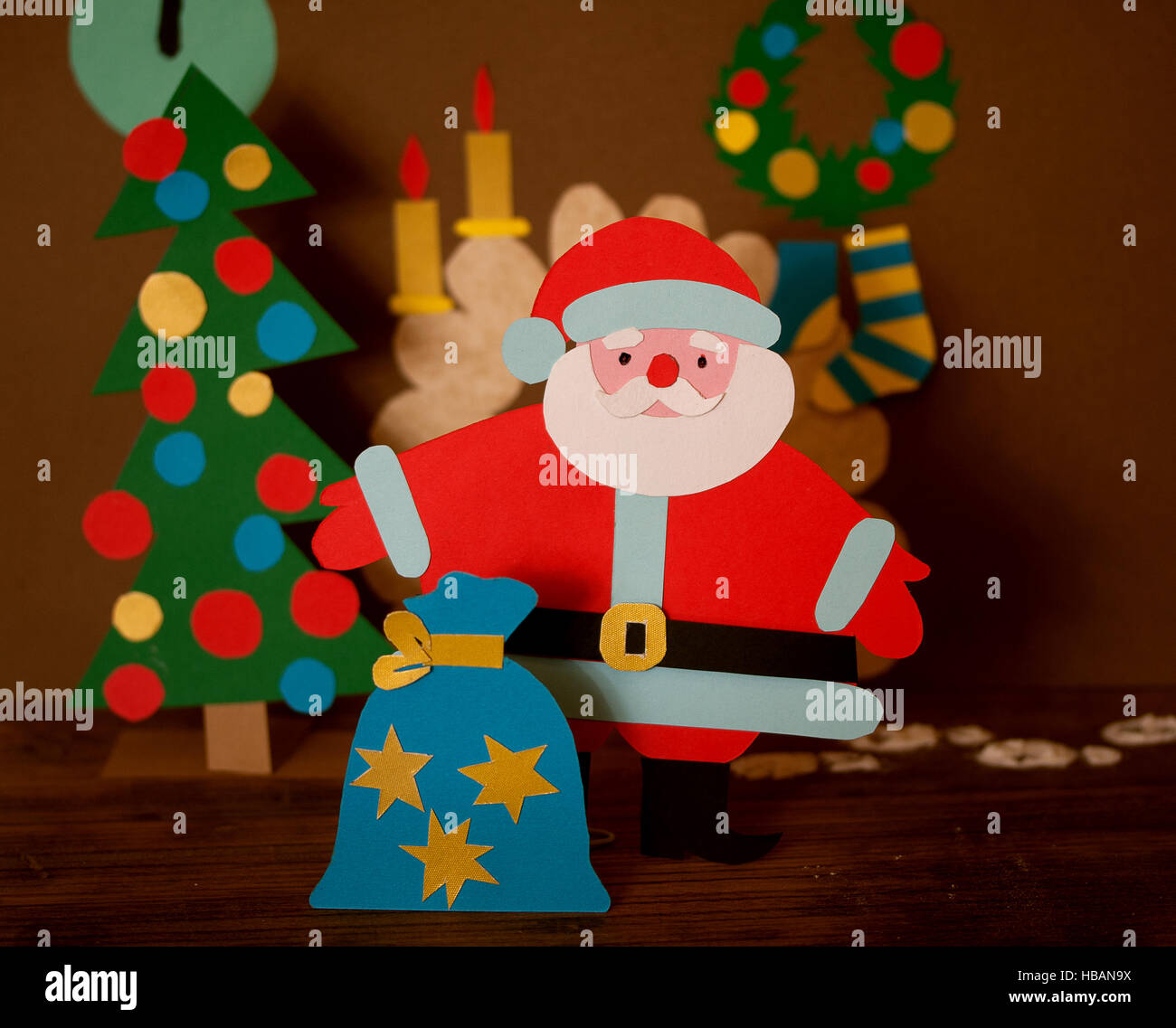 funny Santa Claus made of cardboard Stock Photo - Alamy
