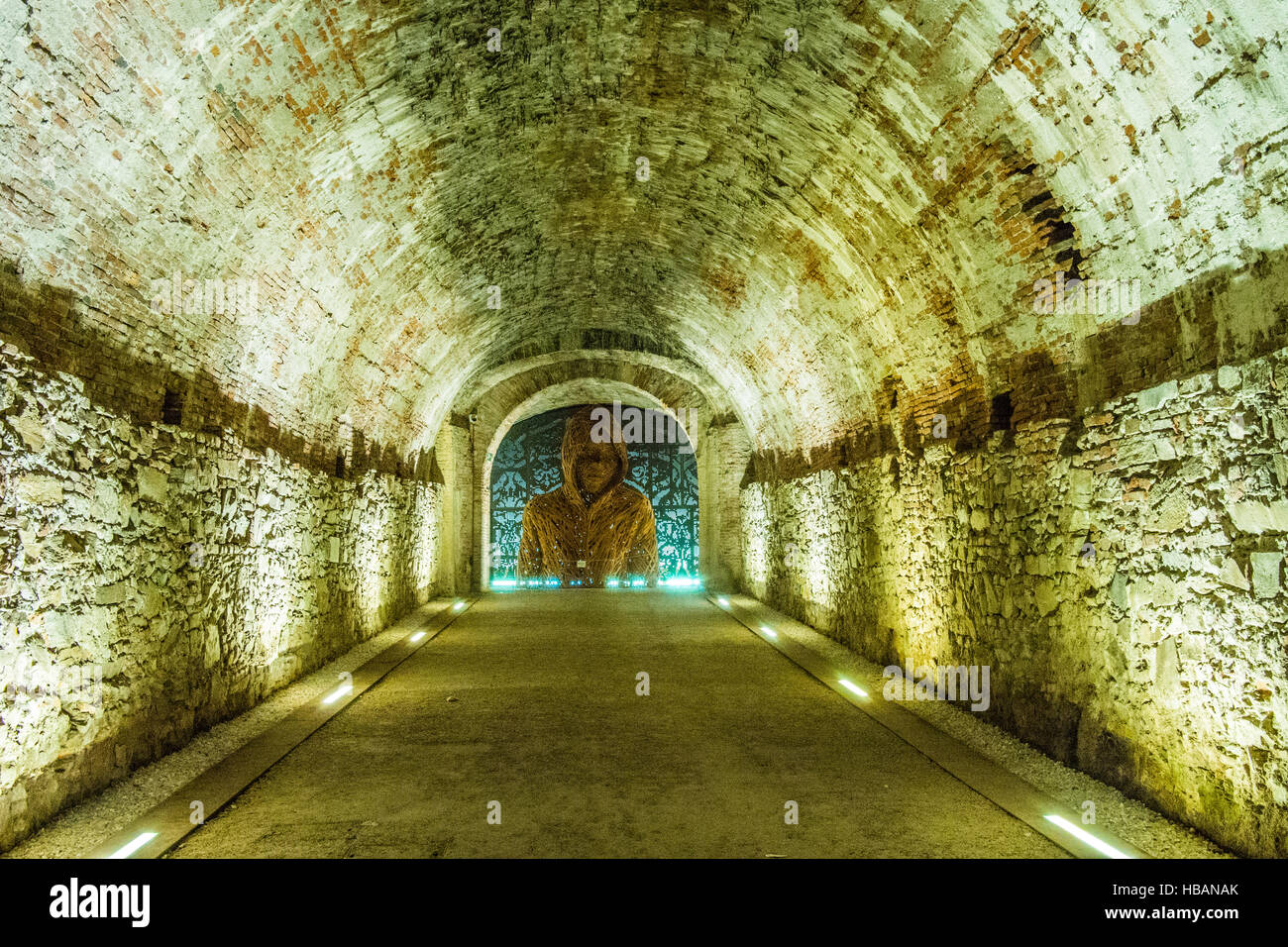 Artwork on display inside the city walls of Lucca in the region of ...