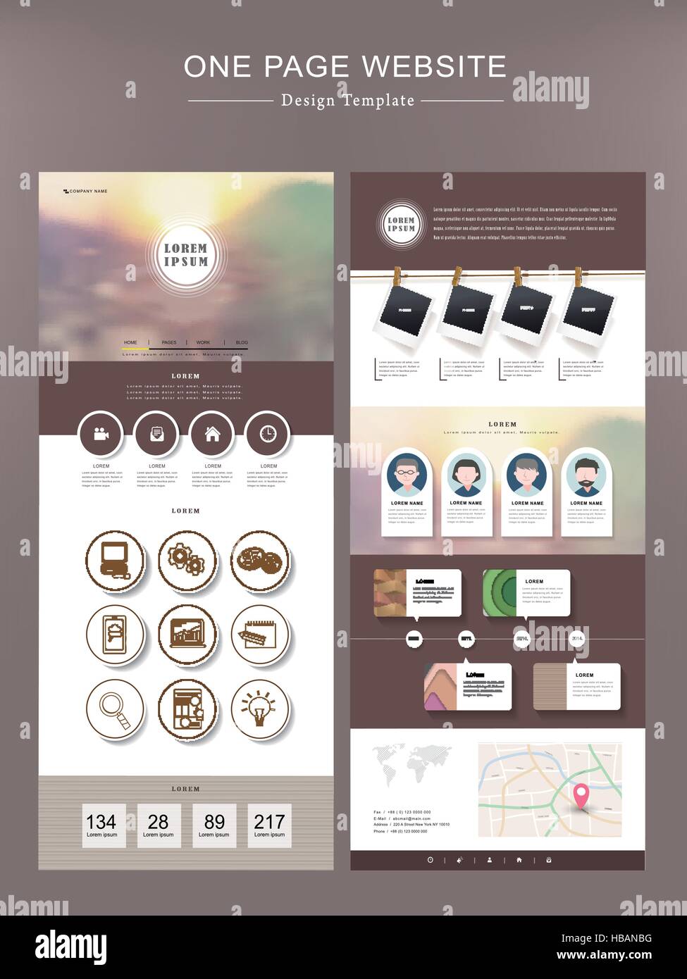 modern one page website template design in brown Stock Vector Image ...