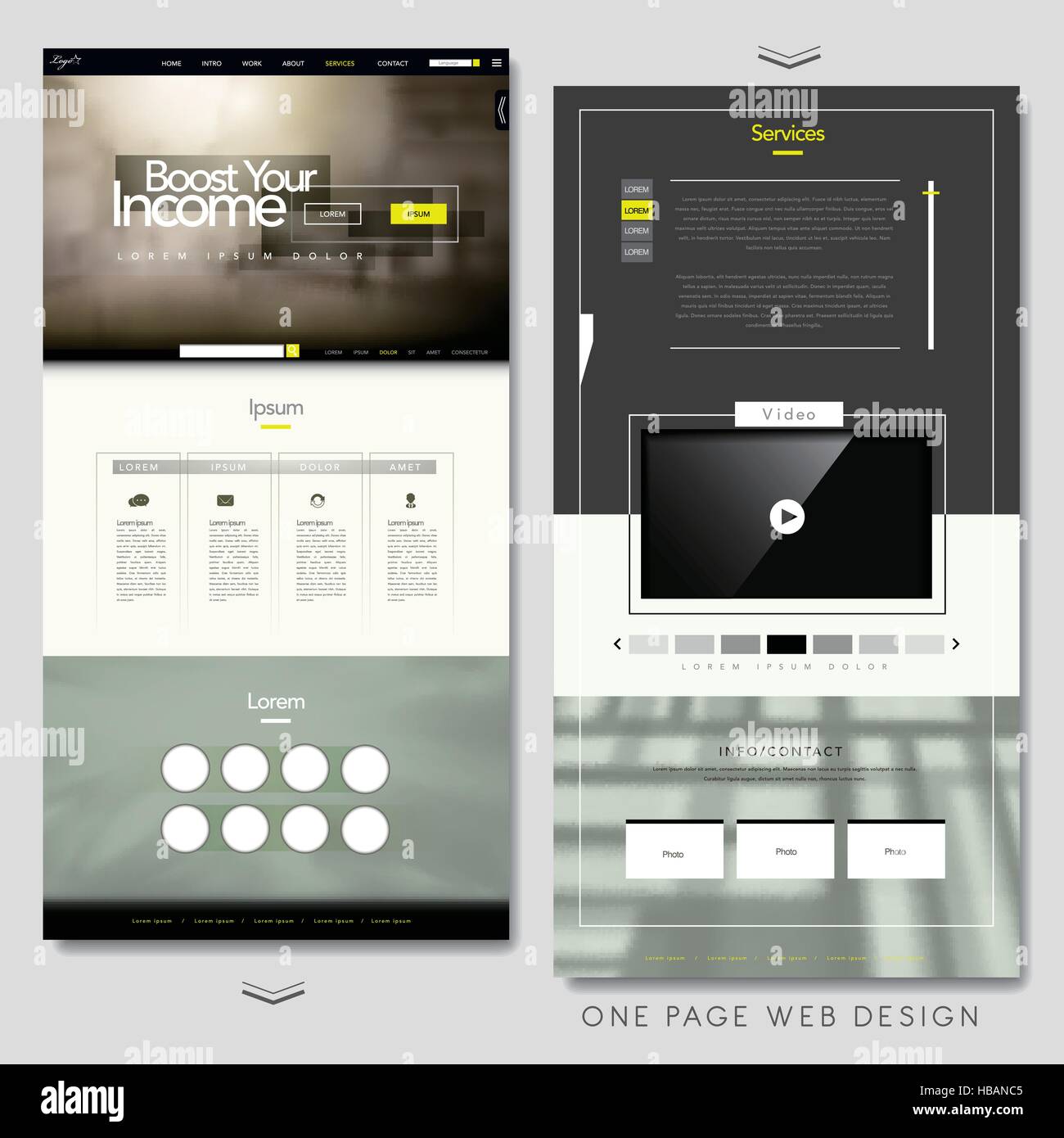 one page website template design with blurred background Stock Vector ...