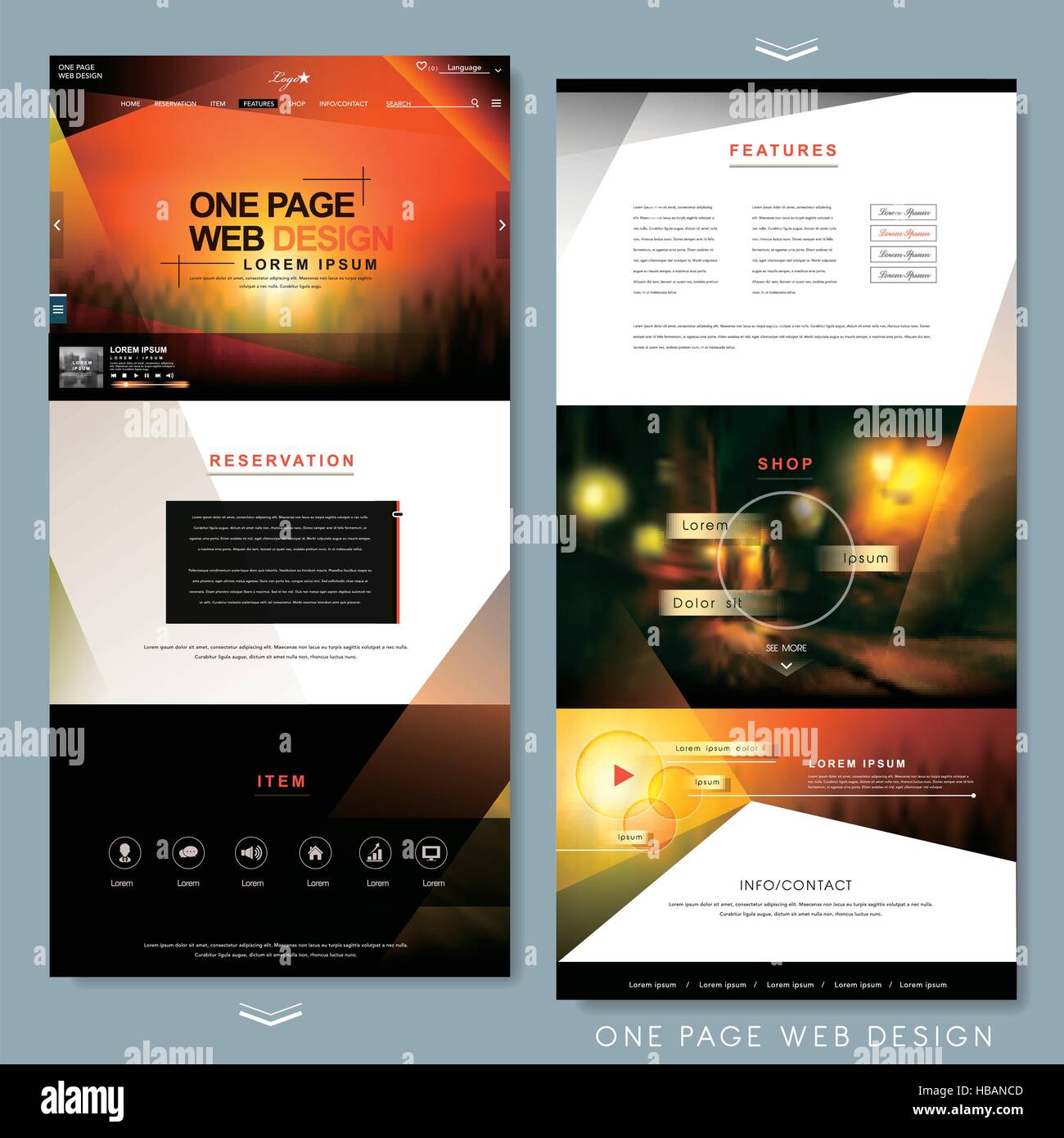 modern one page website template design with blurred background Stock ...