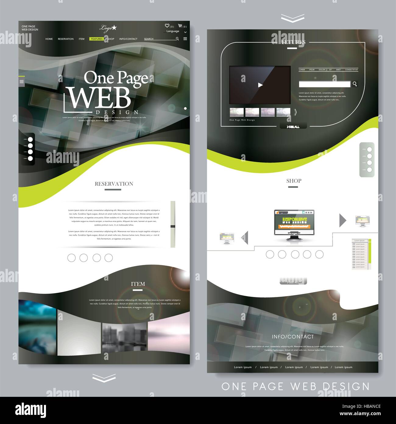 one page website template design in technical style Stock Vector Image ...