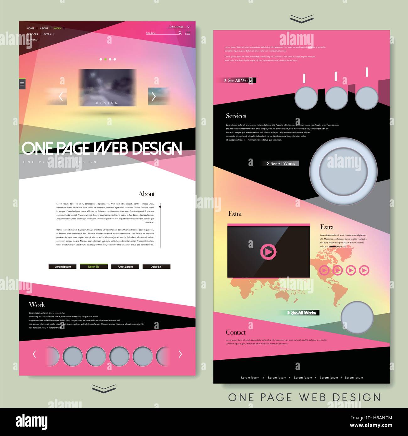 modern one page website template design in pink Stock Vector Image ...