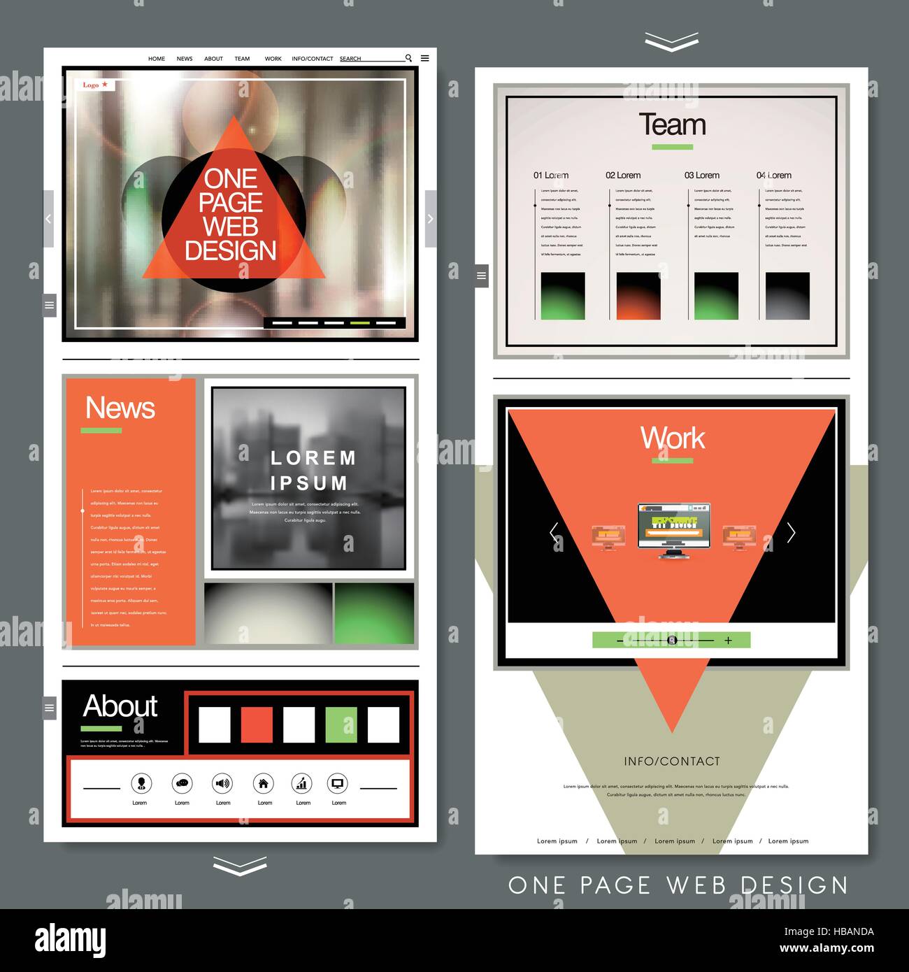 one page website template design in geometric style Stock Vector Image ...