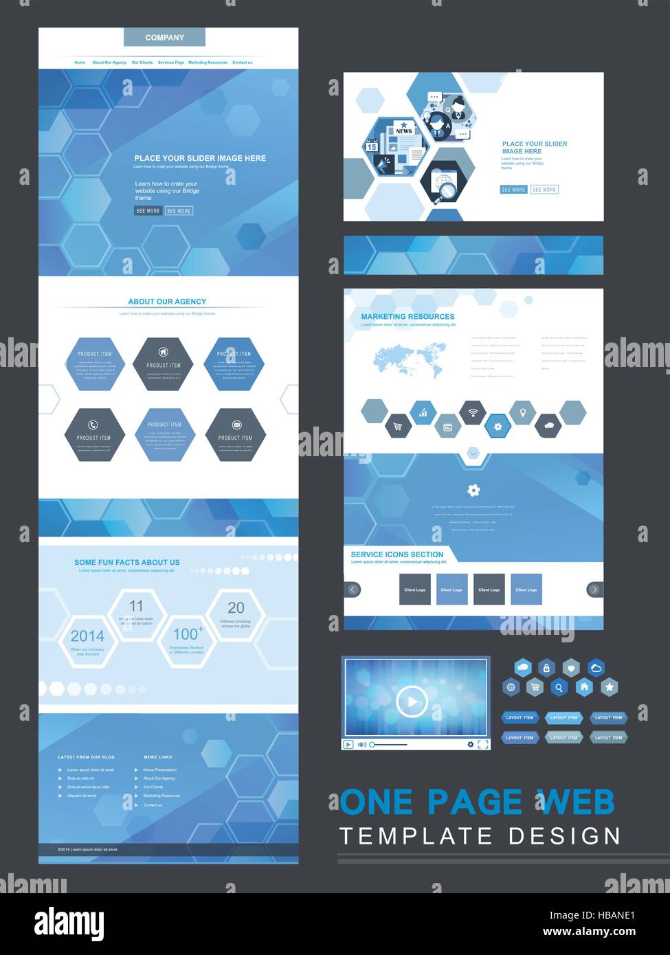 one page website template design in technical style Stock Vector Image ...