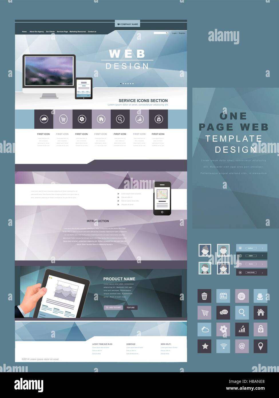 geometric style one page website template design Stock Vector Image ...