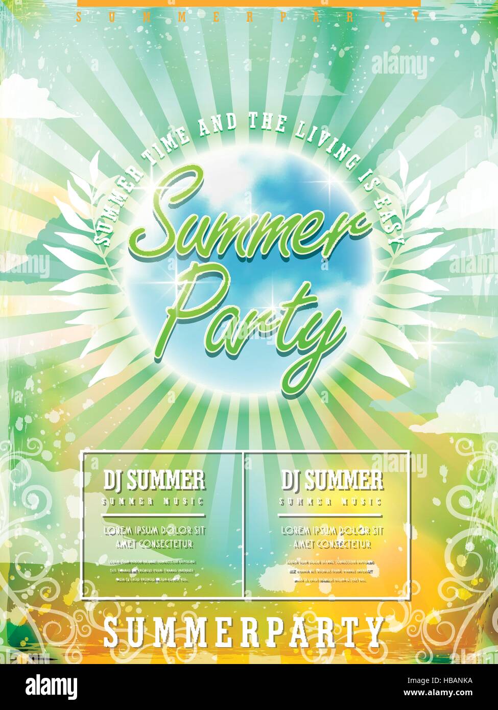 Fresh Summer Beach Party Poster Design Template Stock Vector Image