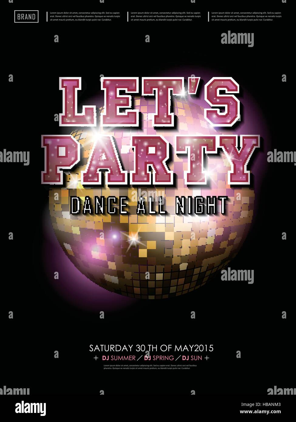 gorgeous dance party poster design with mirror ball elements Stock ...