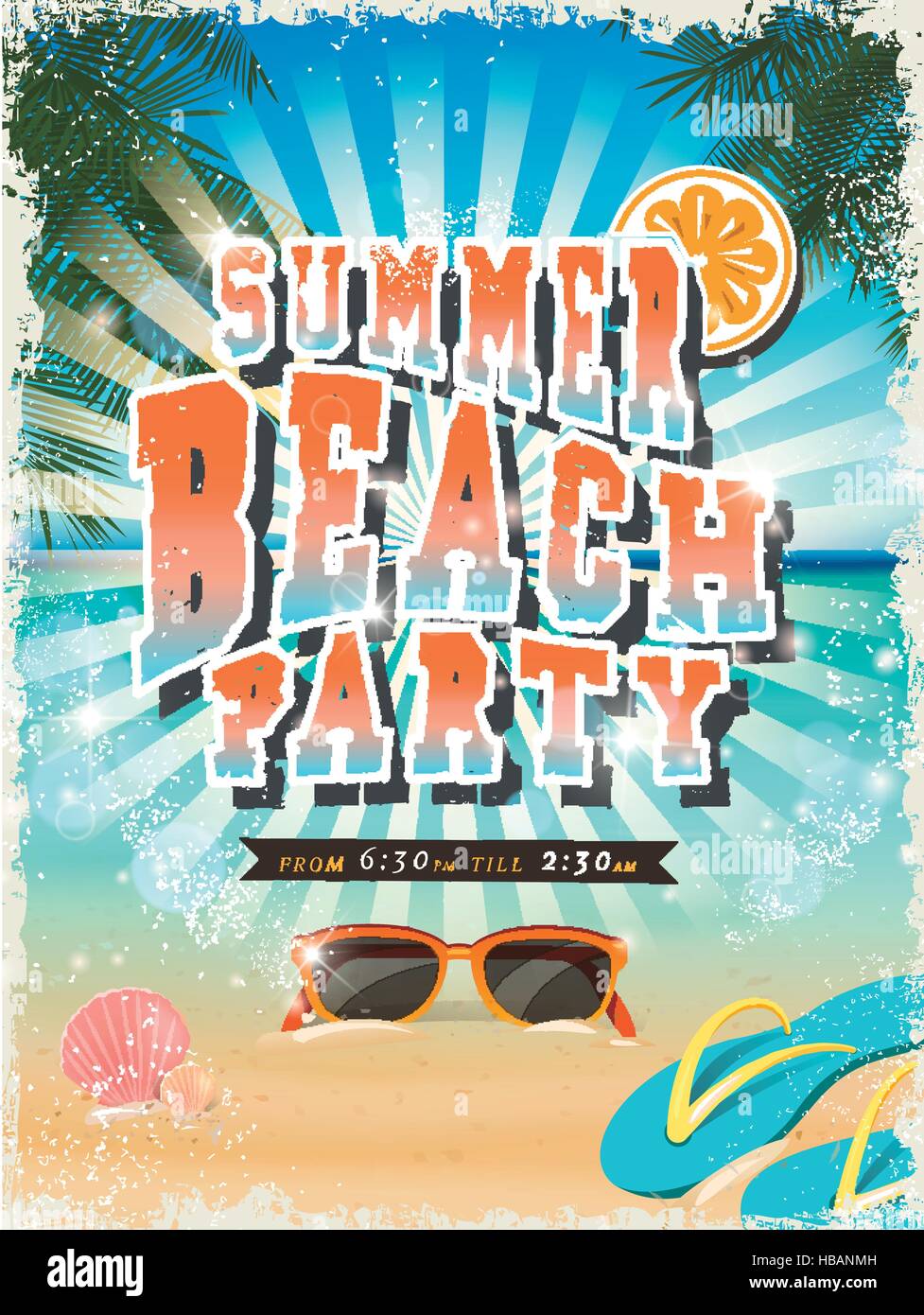 Retro Summer Beach Party Poster Design Template Stock Vector Image Retro Summer Beach Party Poster Design Template Stock Vector Image