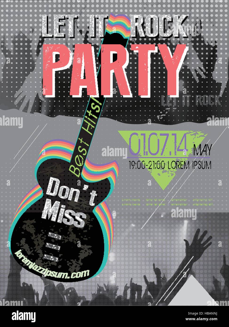 attractive rock party poster design with guitar elements Stock Vector ...