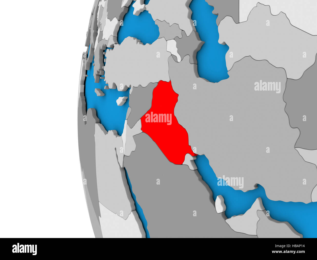 3D map of Iraq focused in red on simple globe. 3D illustration Stock ...
