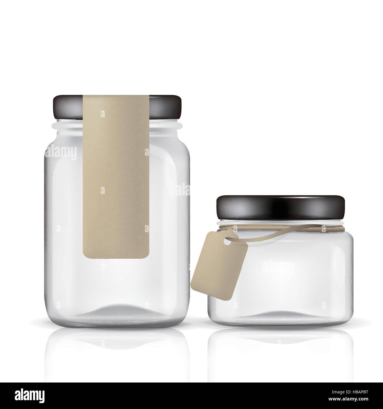 glass jars set with tag isolated on white background Stock Vector Image ...