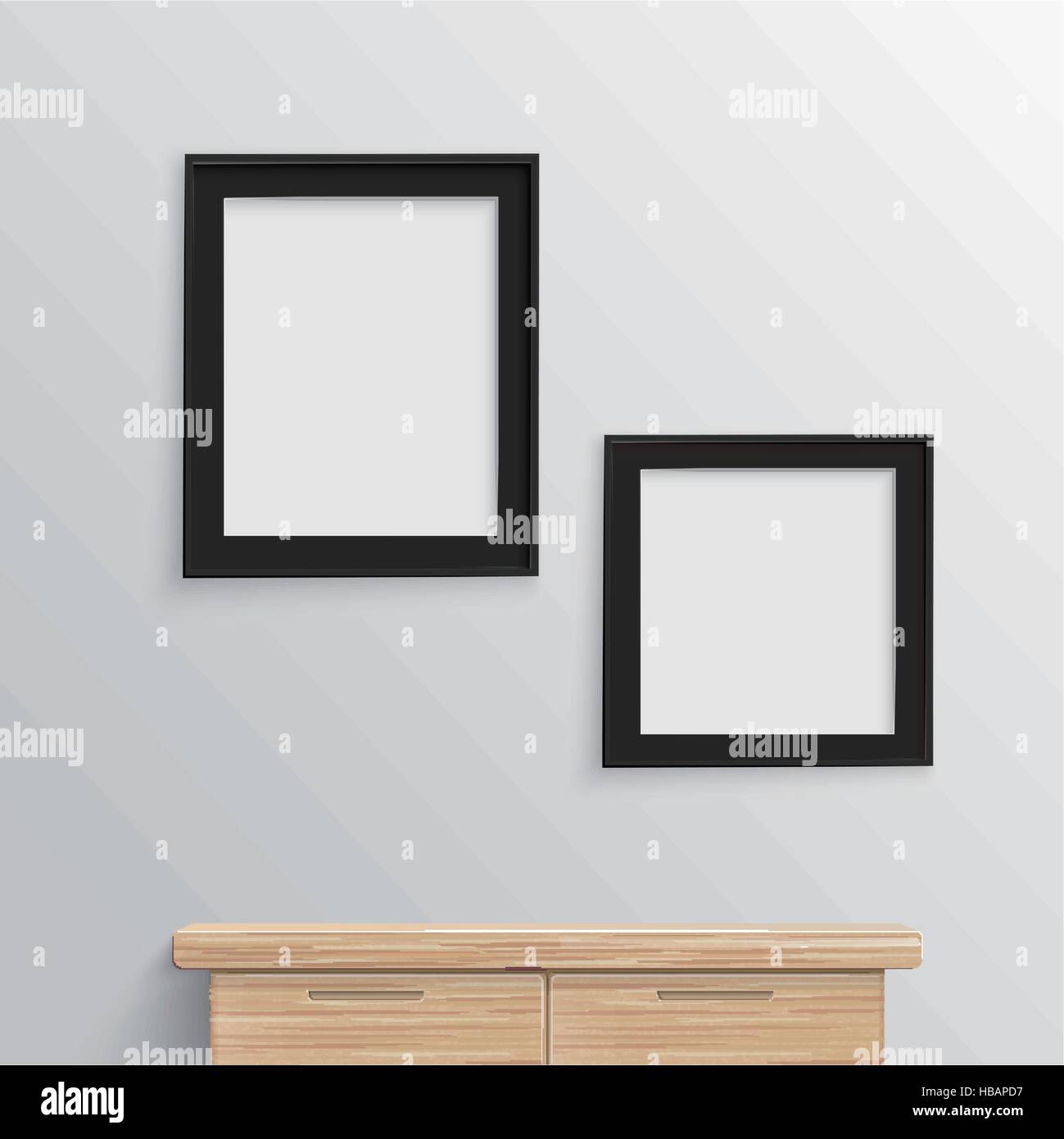 Photo frames on wall modern Stock Vector Images - Alamy