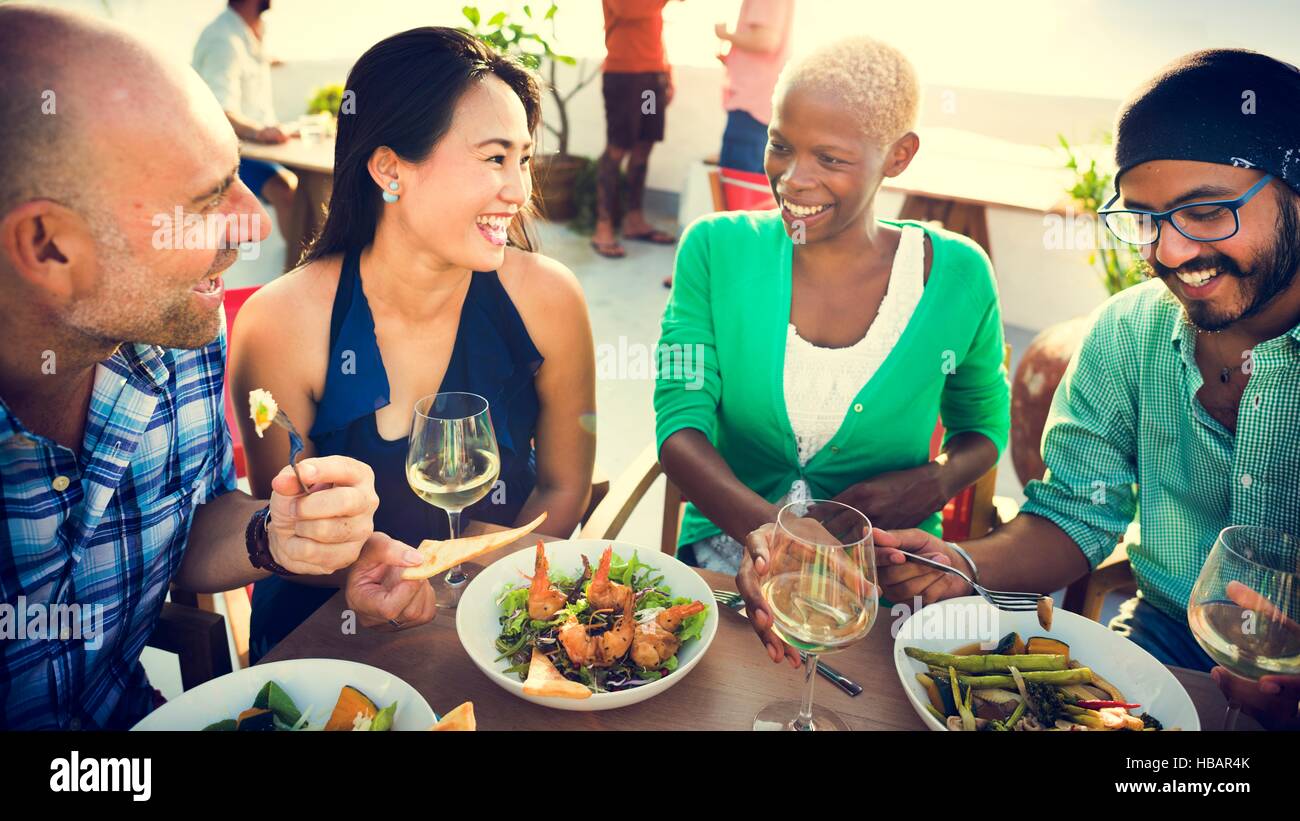 Group Of People Dining Concept Stock Photo - Alamy
