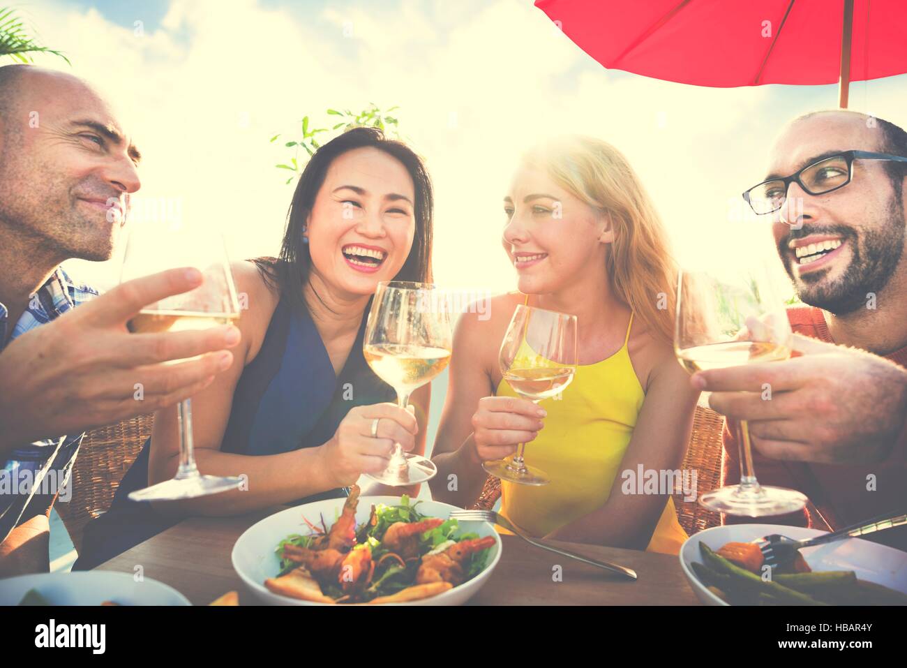 Group Of People Dining Concept Stock Photo - Alamy