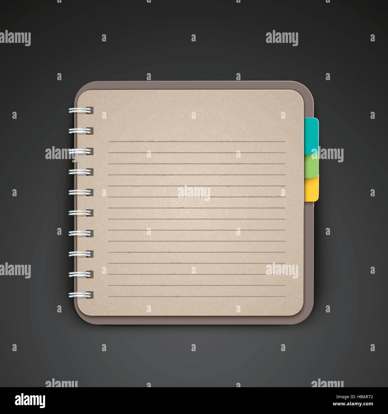 open blank brown notebook over black background Stock Vector Image ...