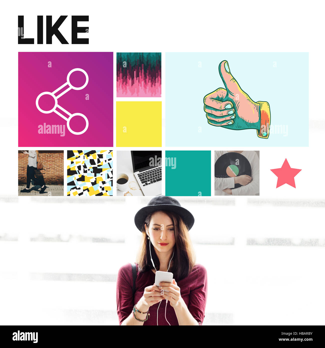 Like Love Share Agree Follow Enjoy Ideas Concept Stock Photo - Alamy