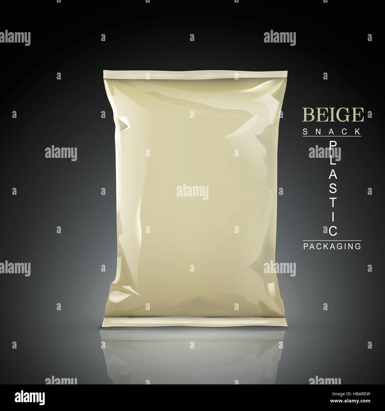 beige snack plastic packaging isolated on black background Stock Vector ...