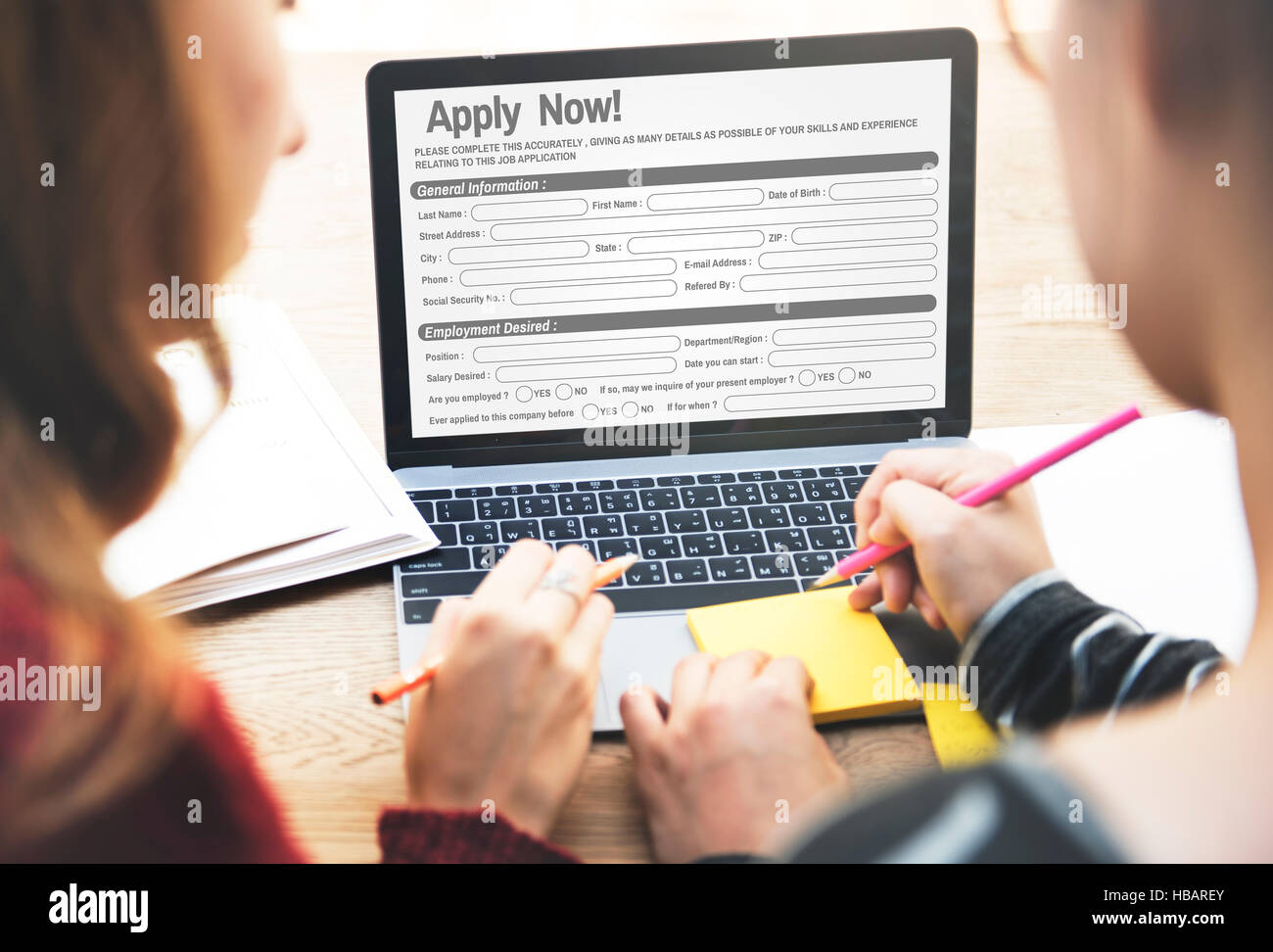Online Web Job Application Form Concept Stock Photo - Alamy