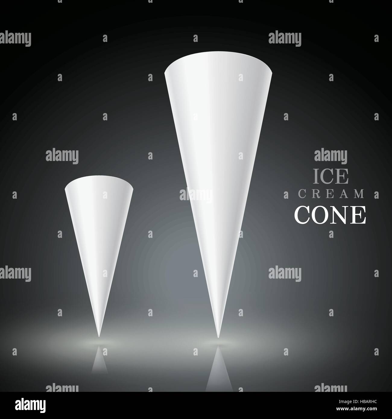 blank ice cream cone isolated on black background Stock Vector Image ...