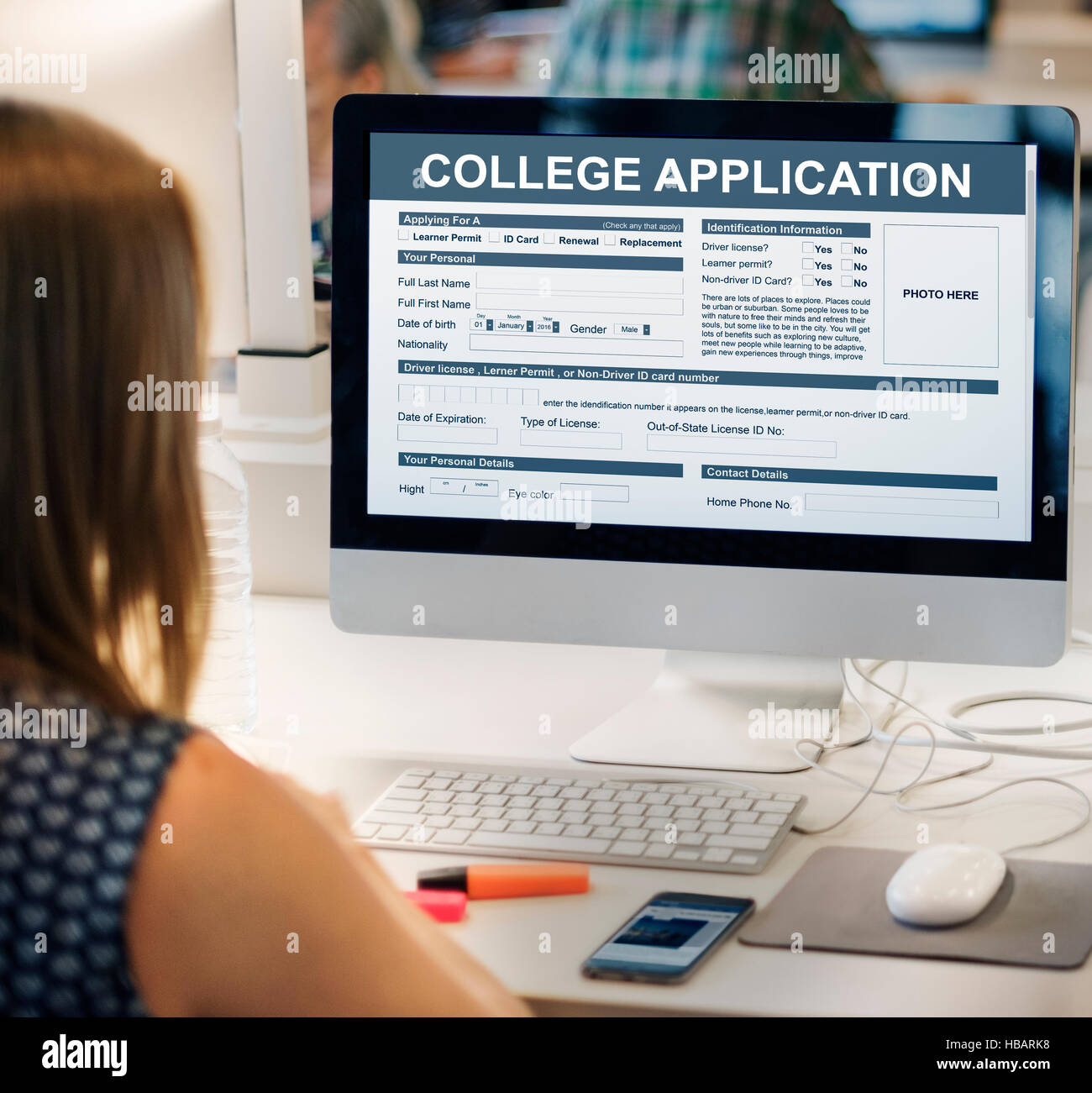 College Application Form Education Concept Stock Photo - Alamy