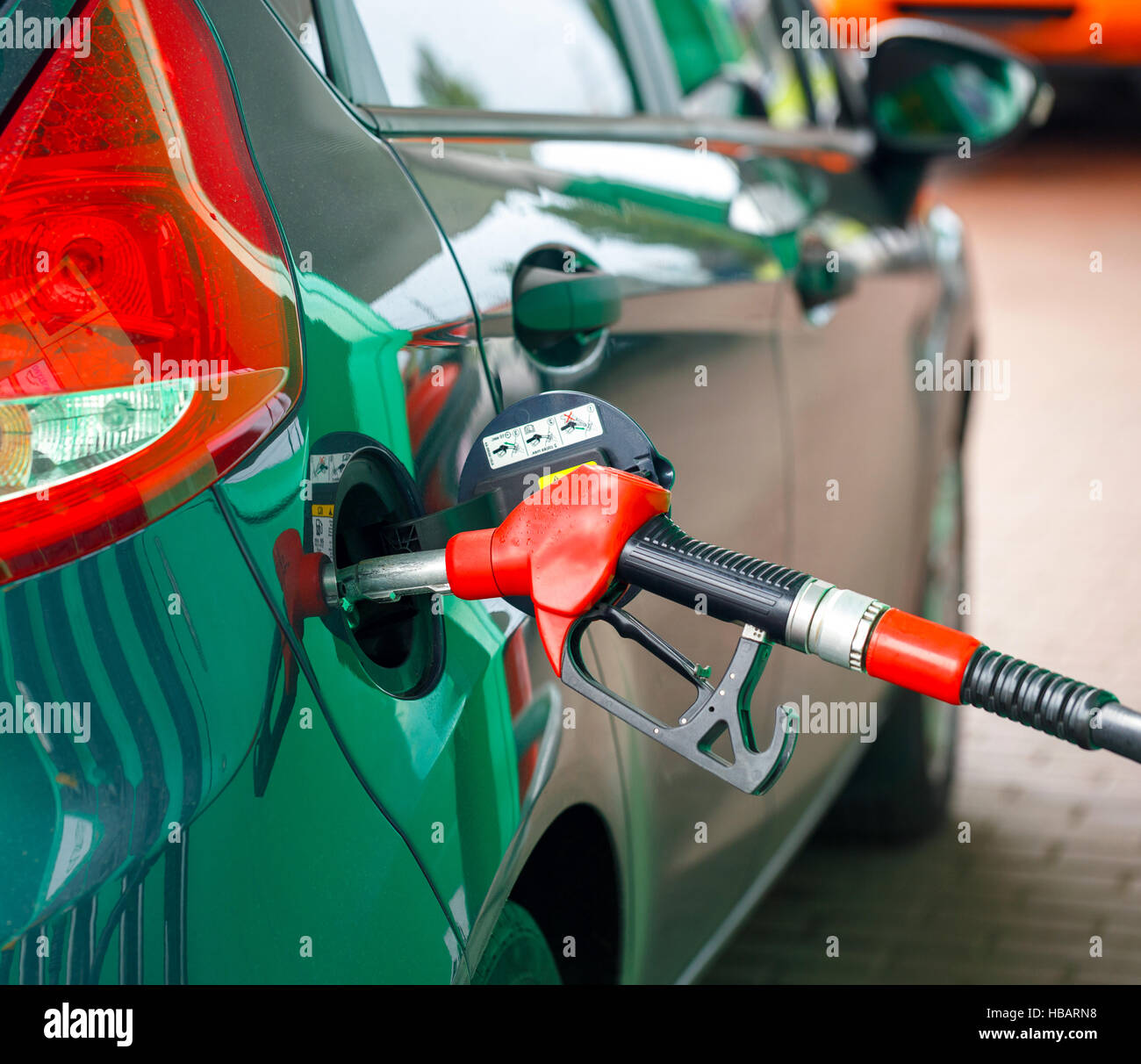 Car refueling on a petrol station closeup Stock Photo - Alamy