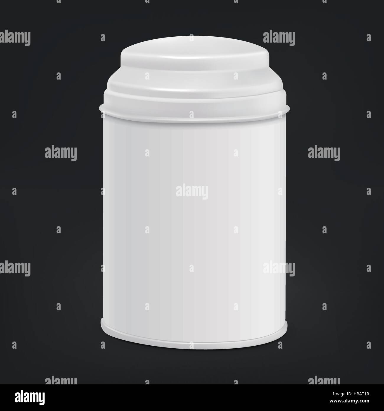 white round tin packaging isolated on black background Stock Vector ...