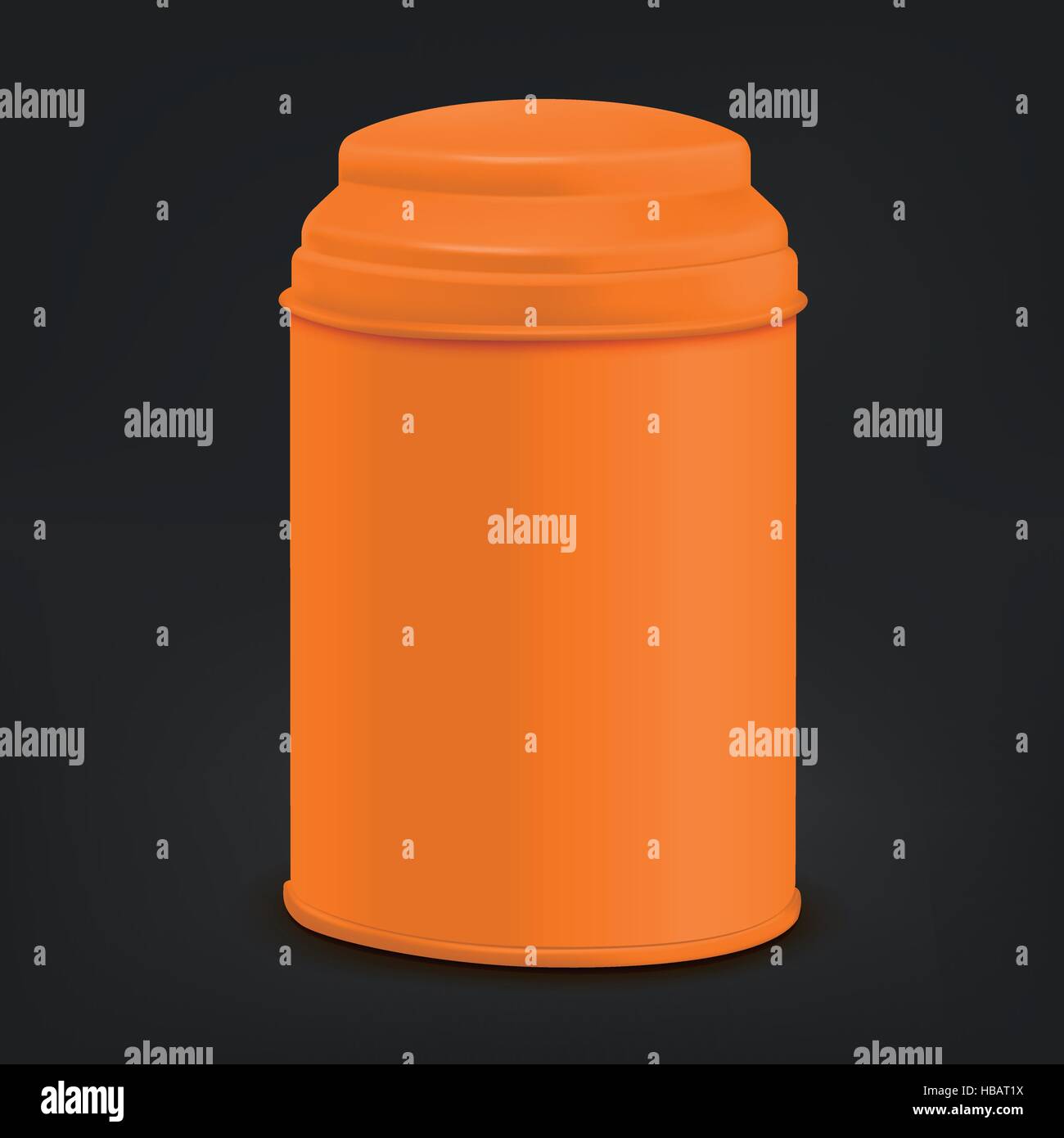 orange round tin packaging isolated on black background Stock Vector ...