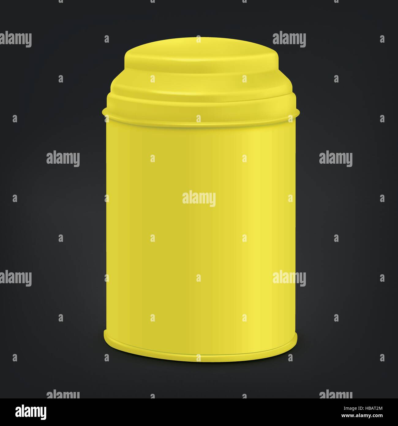yellow round tin packaging isolated on black background Stock Vector ...
