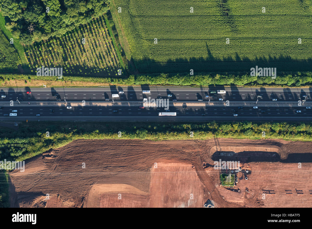 Aerial view of M5 Worcester motorway, Worcester, England, UK Stock ...