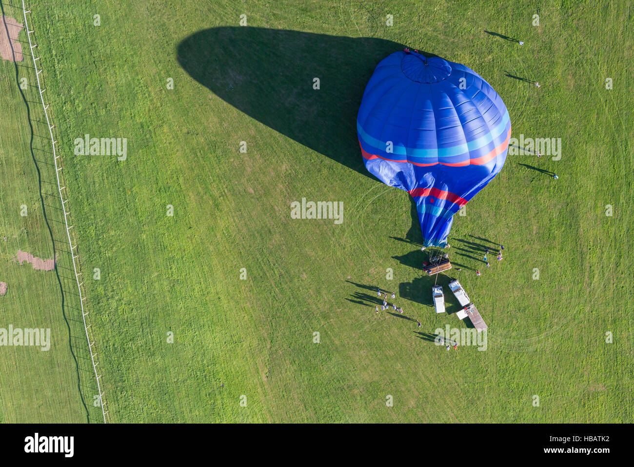Aerial view hot air balloon on Pitchcroft Racecourse, Worcester ...