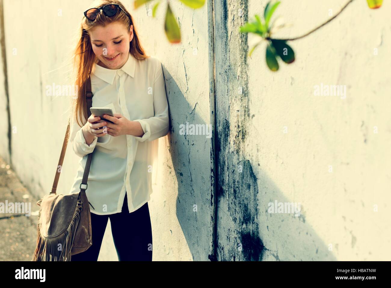 Girl Using Browsing Phone Concept Stock Photo - Alamy